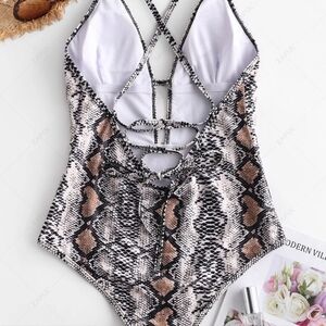 Zaful | Swim | Nwt One Piece Snake Print Bathing Suit | Poshmark